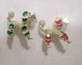 Scatter Pair of Poodle Dog Pins 1950s - Etsy