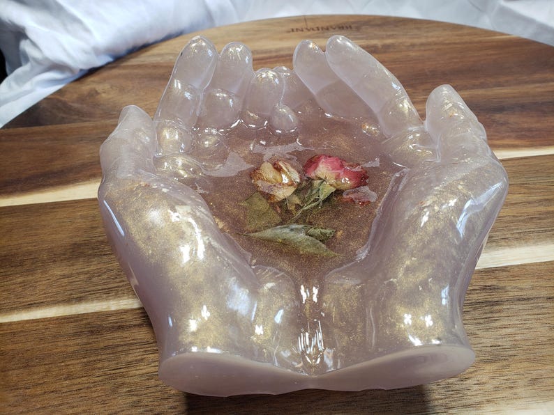 Resin Art Clasped Hands Trinket Dish - Etsy