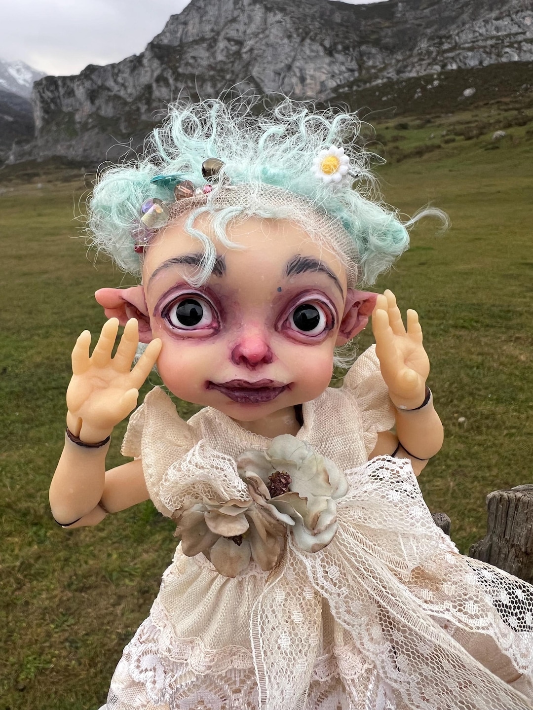 OOAK BJD Elf Doll - Handcrafted Blue -haired Forest Fairy - Unique ...