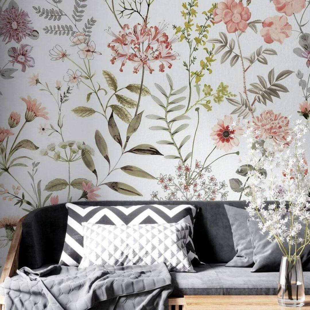 Colorful Wildflower Wall Mural: Spring Flower Wallpaper - Etsy