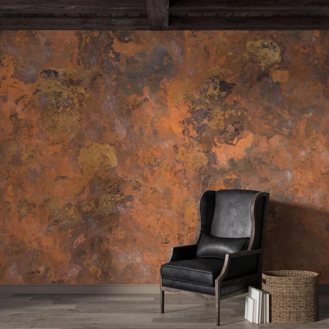 Brown Rusty Metal Peel and Stick Wallpaper: Living Room Decor - Etsy