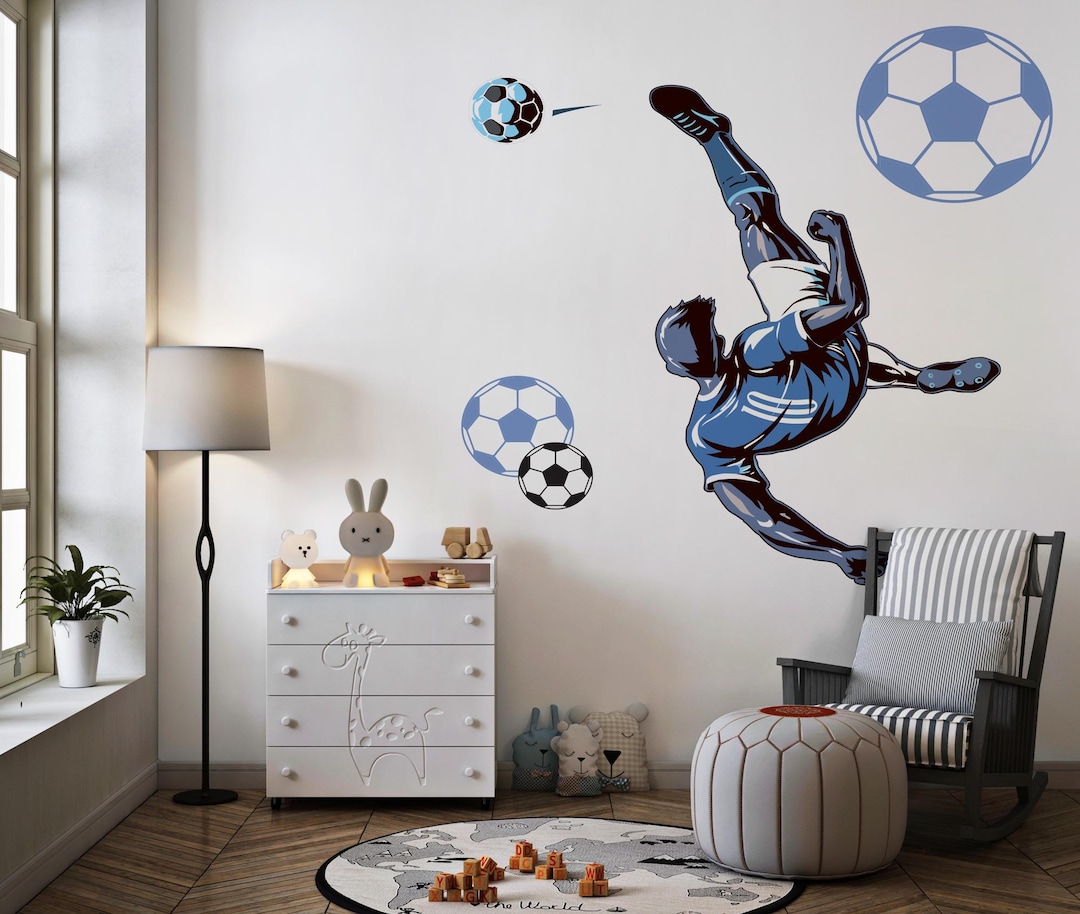 Soccer Wall Decal: Football Player, Sports Theme, Removable Vinyl Mural ...