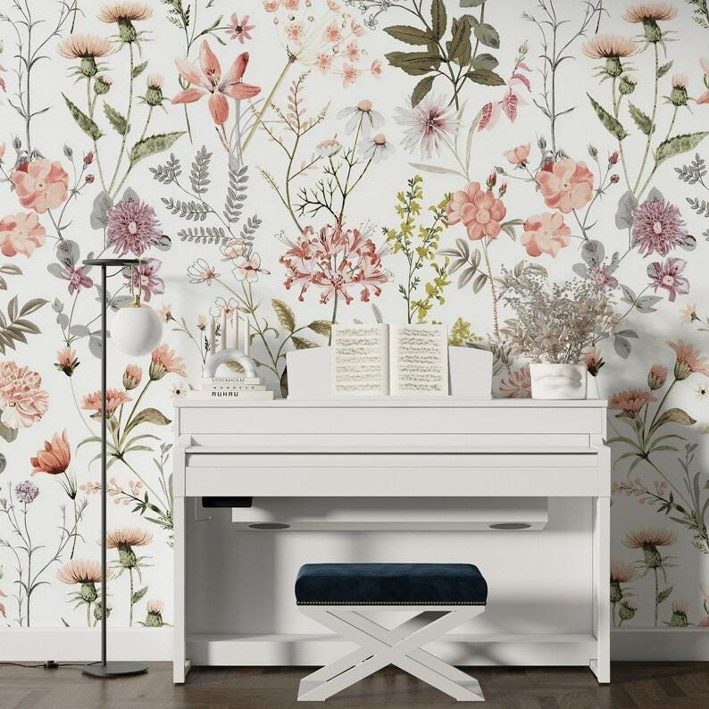 Colorful Wildflowers Wall Mural - Wildflower Wall Mural-colorful Flower ...