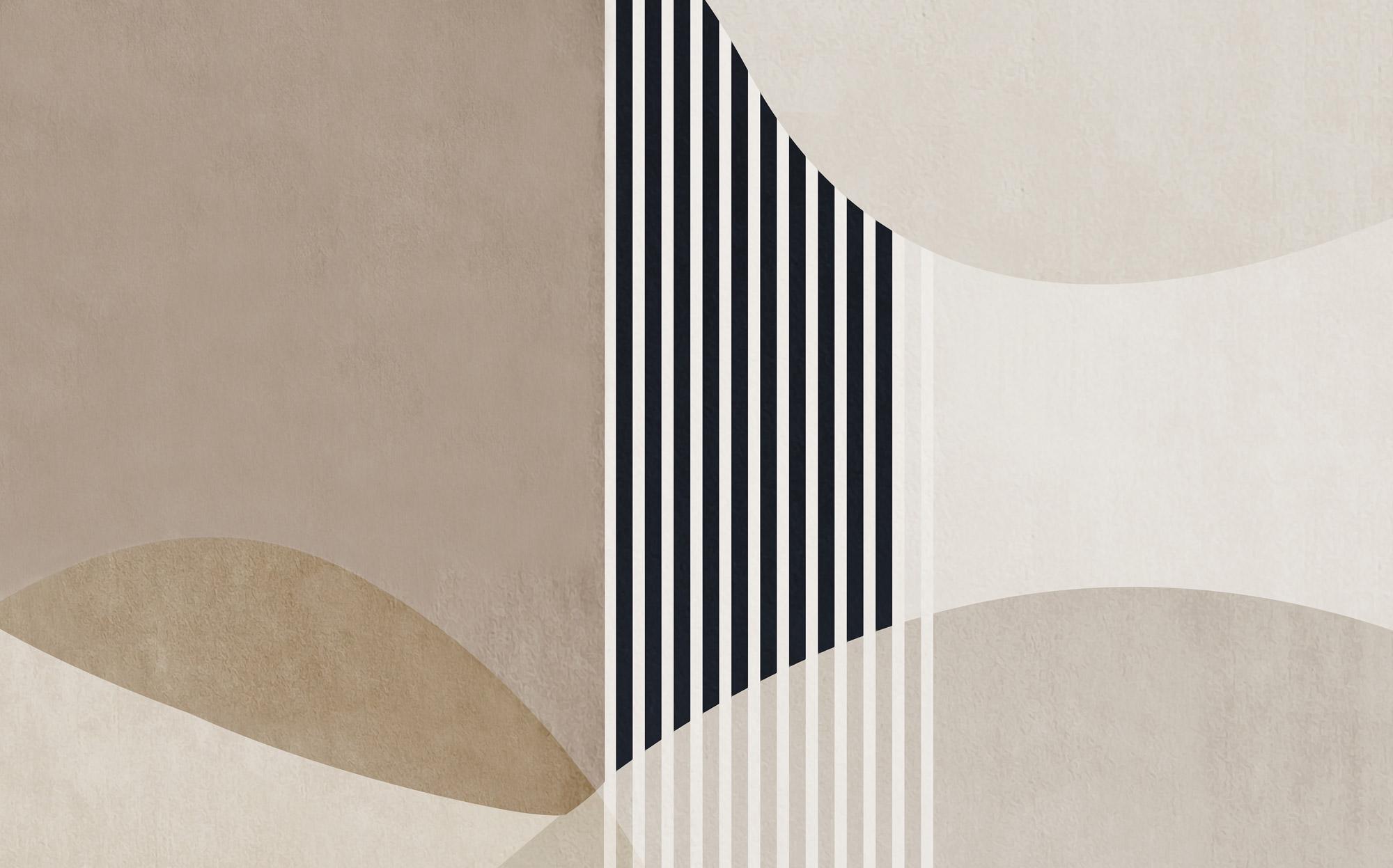 Modern Abstract Geometric Wallpaper: Beige Black Minimalist Line Art - Etsy