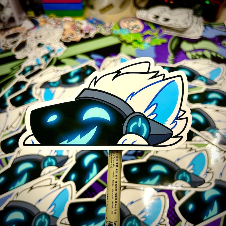 Protogen Peeker Vinyl Sticker • Cute Cyberpunk Sci-fi Fursona Furry ...