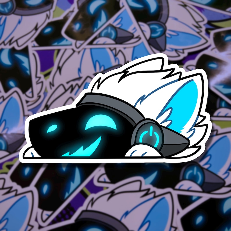 Protogen Peeker Vinyl Sticker • Cute Cyberpunk Sci-fi Fursona Furry ...