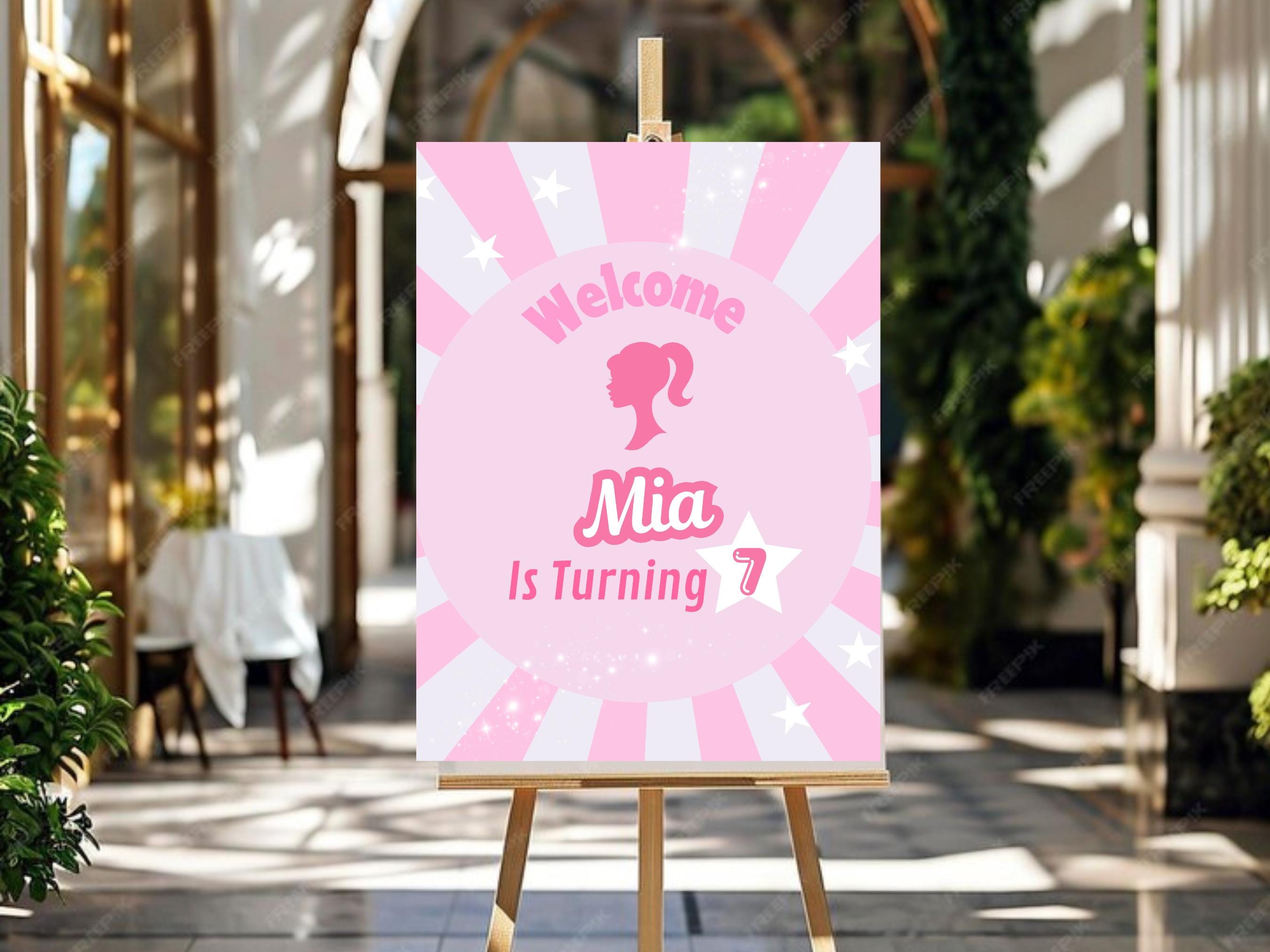 Personalized Barbie Welcome Sign for Birthday Party Custom Sign Barbie ...