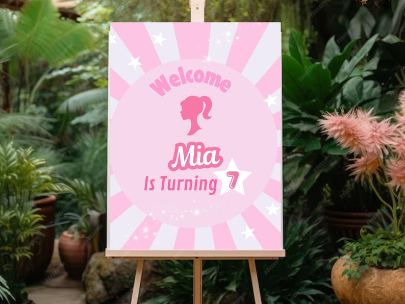 Personalized Barbie Welcome Sign for Birthday Party Custom Sign Barbie ...