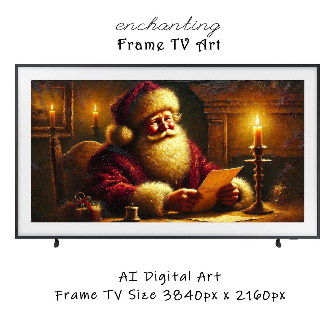Santa Frame TV Art, Santa Claus Art for TV, Farmhouse Christmas ...