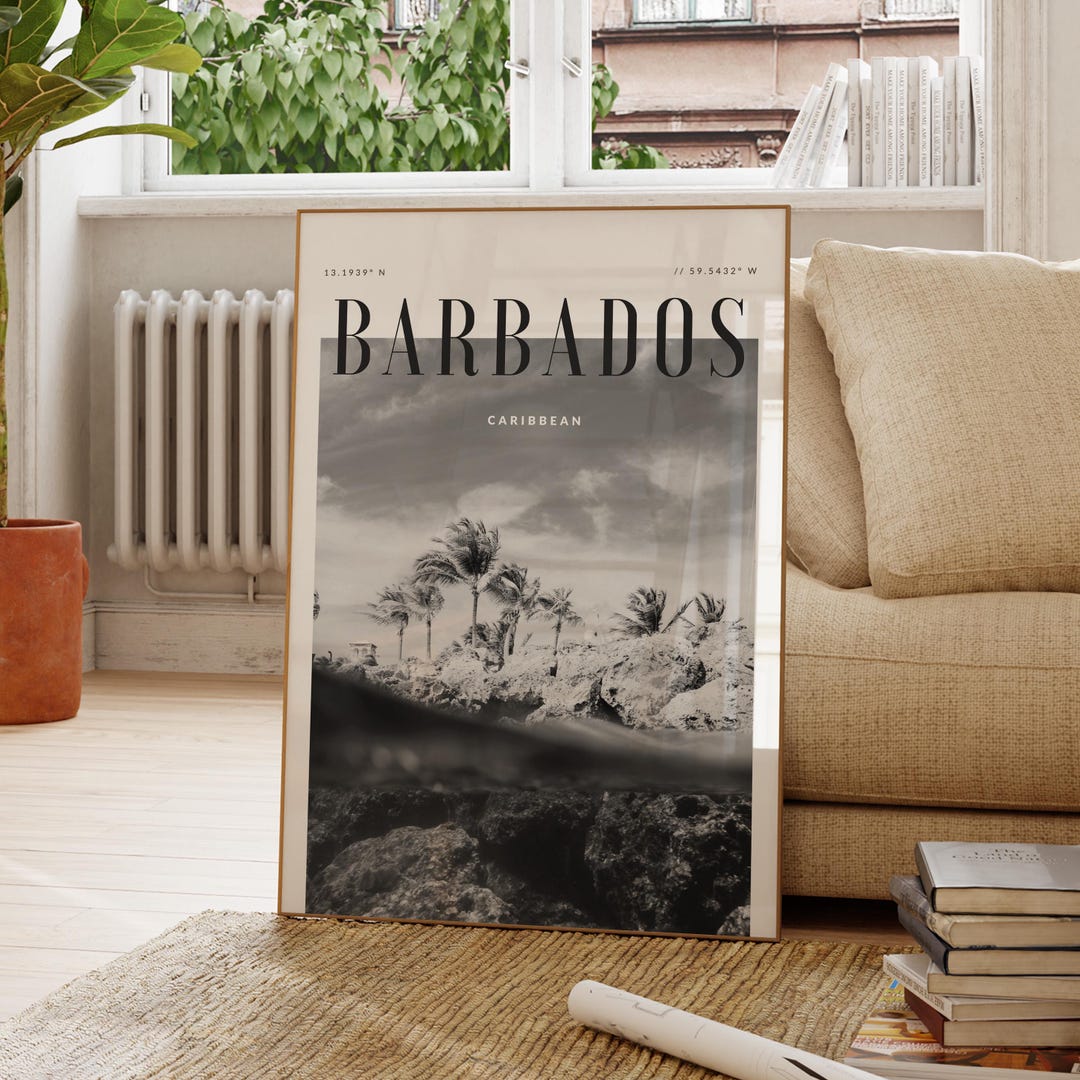 Barbados Travel Poster, Caribbean Wall Art Print, Tropical Island Decor ...