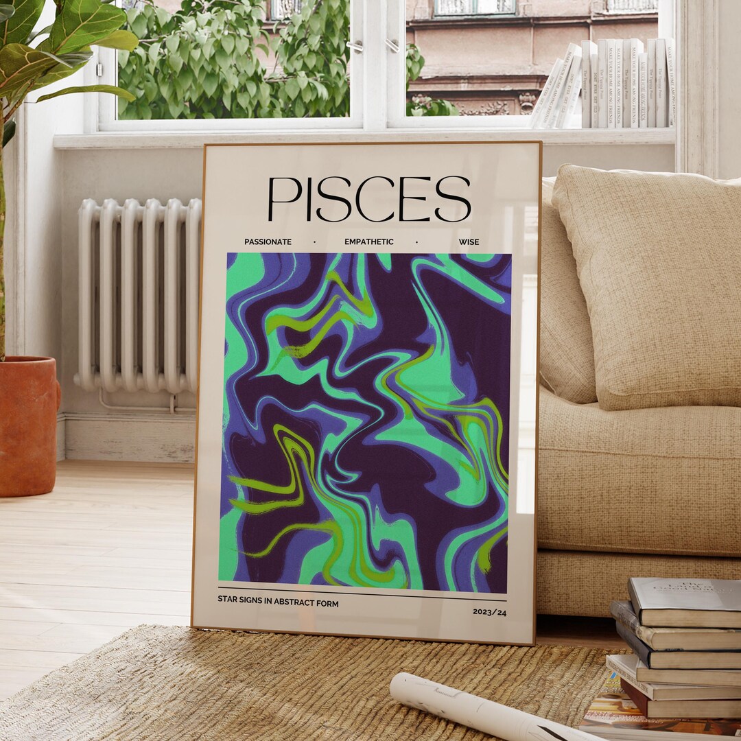 Pices Zodiac Sign Wall Art, Astrology Decor, Star Sign Print, Horoscope ...
