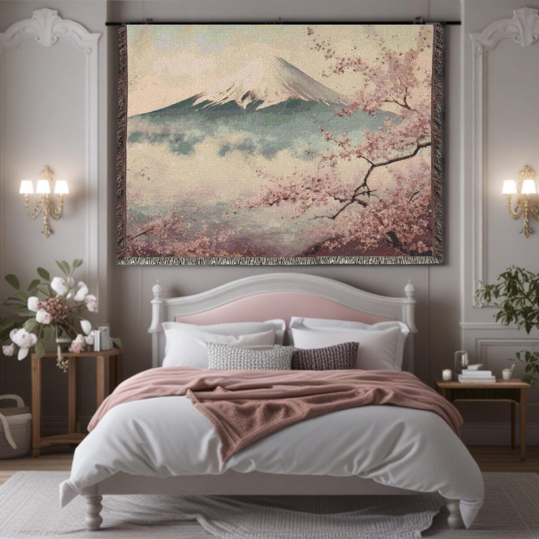 Cotton Wall Tapestry Japanese Landscape Woven Tapestry Japan Vintage ...