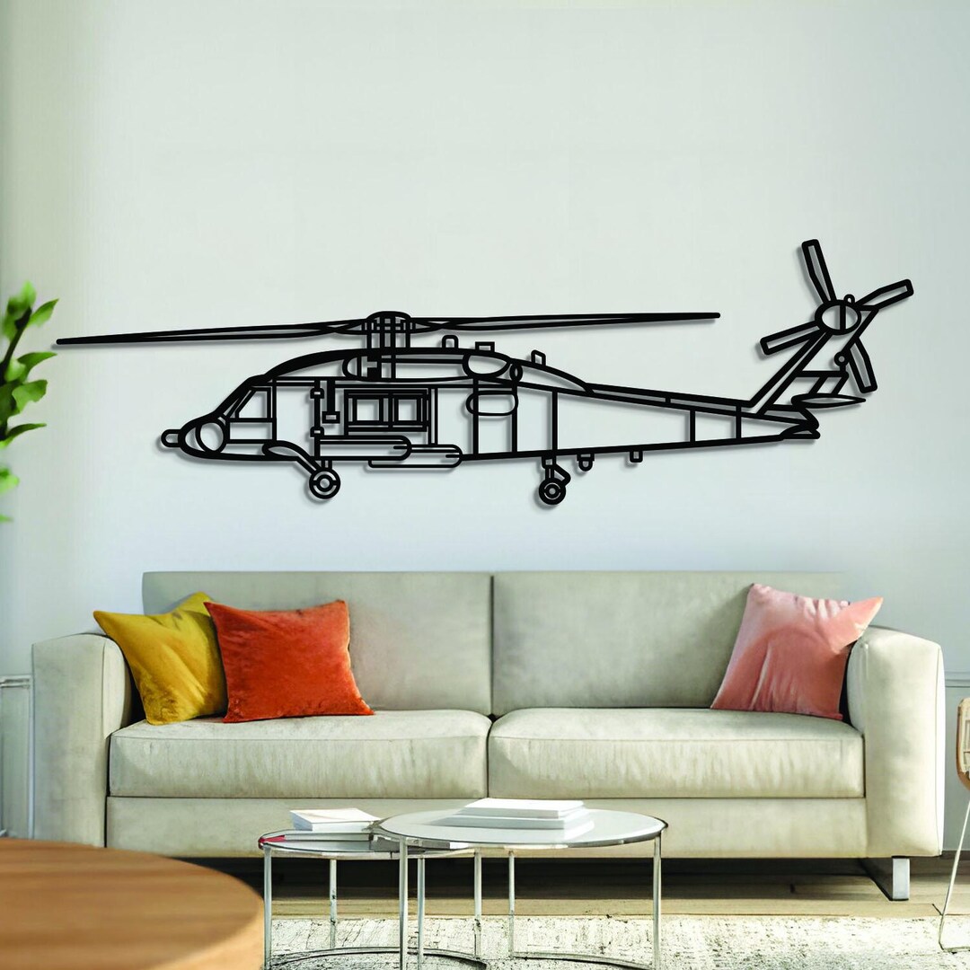 MH-60 Seahawk Metal Aircraft Wall Art, Airplane Silhouette, Metal Wall ...