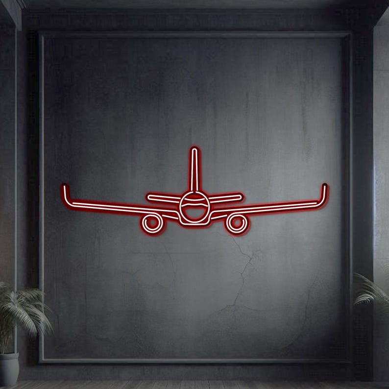Metal Neon Aircraft Sign, Neon Sign, Neon Sign Bedroom, Neon Lights ...
