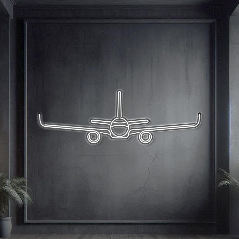 Metal Neon Aircraft Sign, Neon Sign, Neon Sign Bedroom, Neon Lights ...