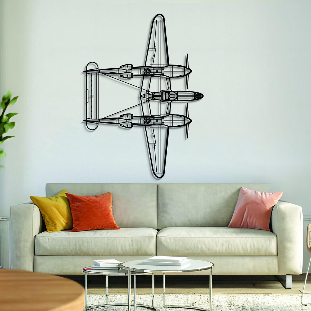 P-38 Lightning Metal Aircraft Wall Art, Airplane Silhouette, Metal Wall ...