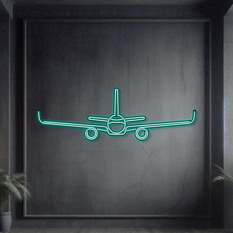 Metal Neon Aircraft Sign, Neon Sign, Neon Sign Bedroom, Neon Lights ...