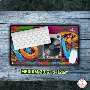 Graffiti Turntable Desk Mat | Large Gaming Mouse Pad | Non-slip Rubber ...