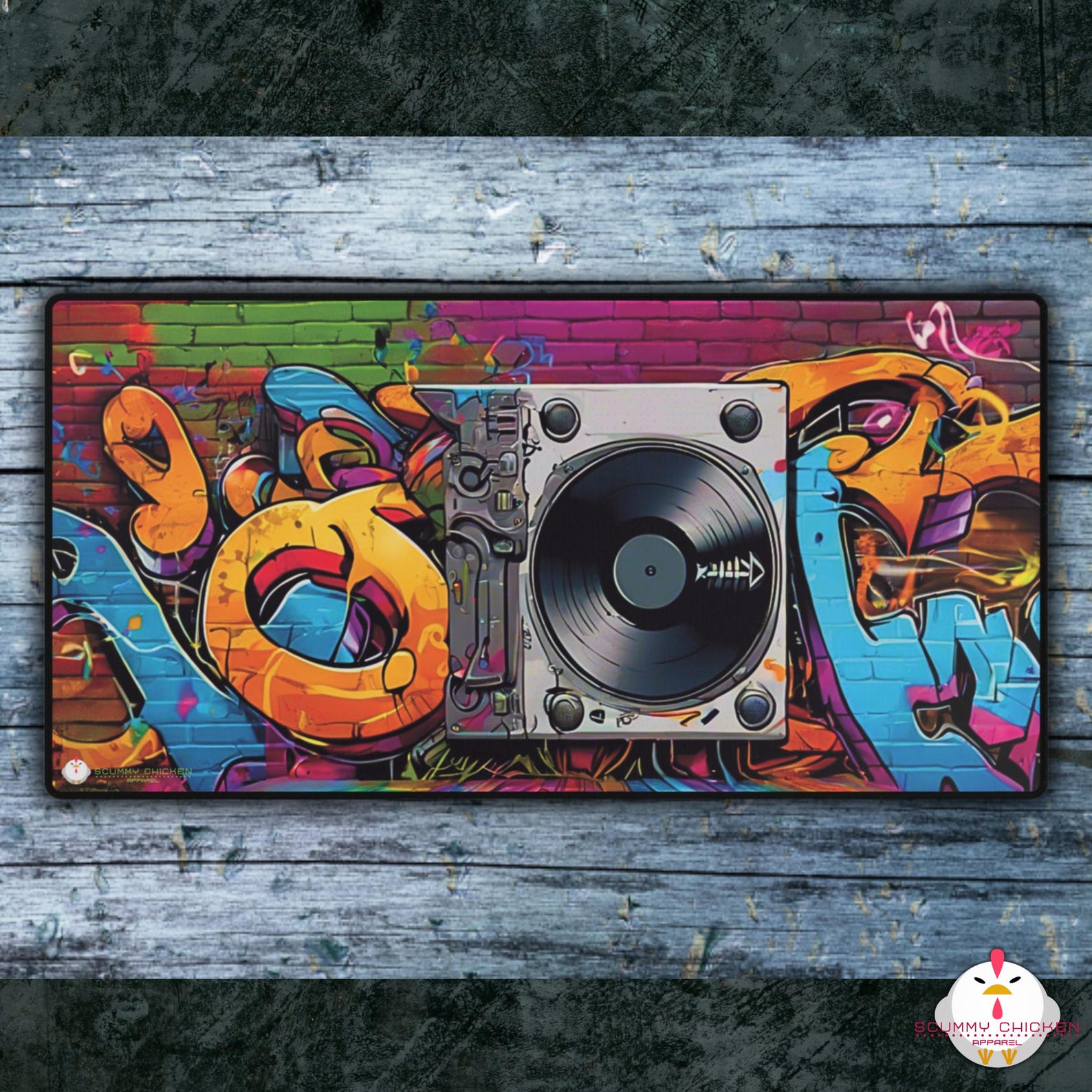Graffiti Turntable Desk Mat | Large Gaming Mouse Pad | Non-slip Rubber ...