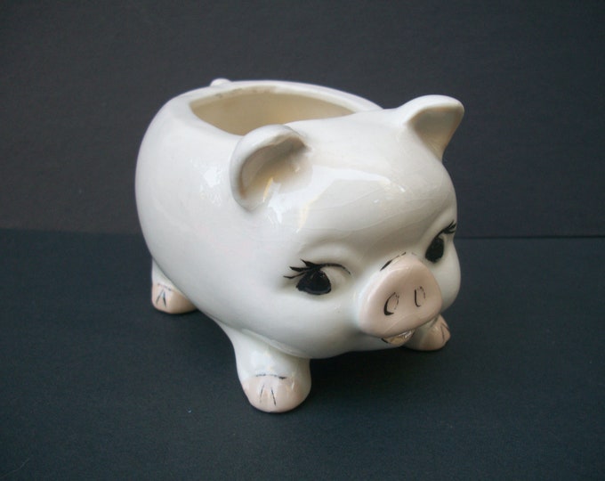 Vintage Ceramic Pig Planter Container Home Decor Retro Kitsch Garden ...