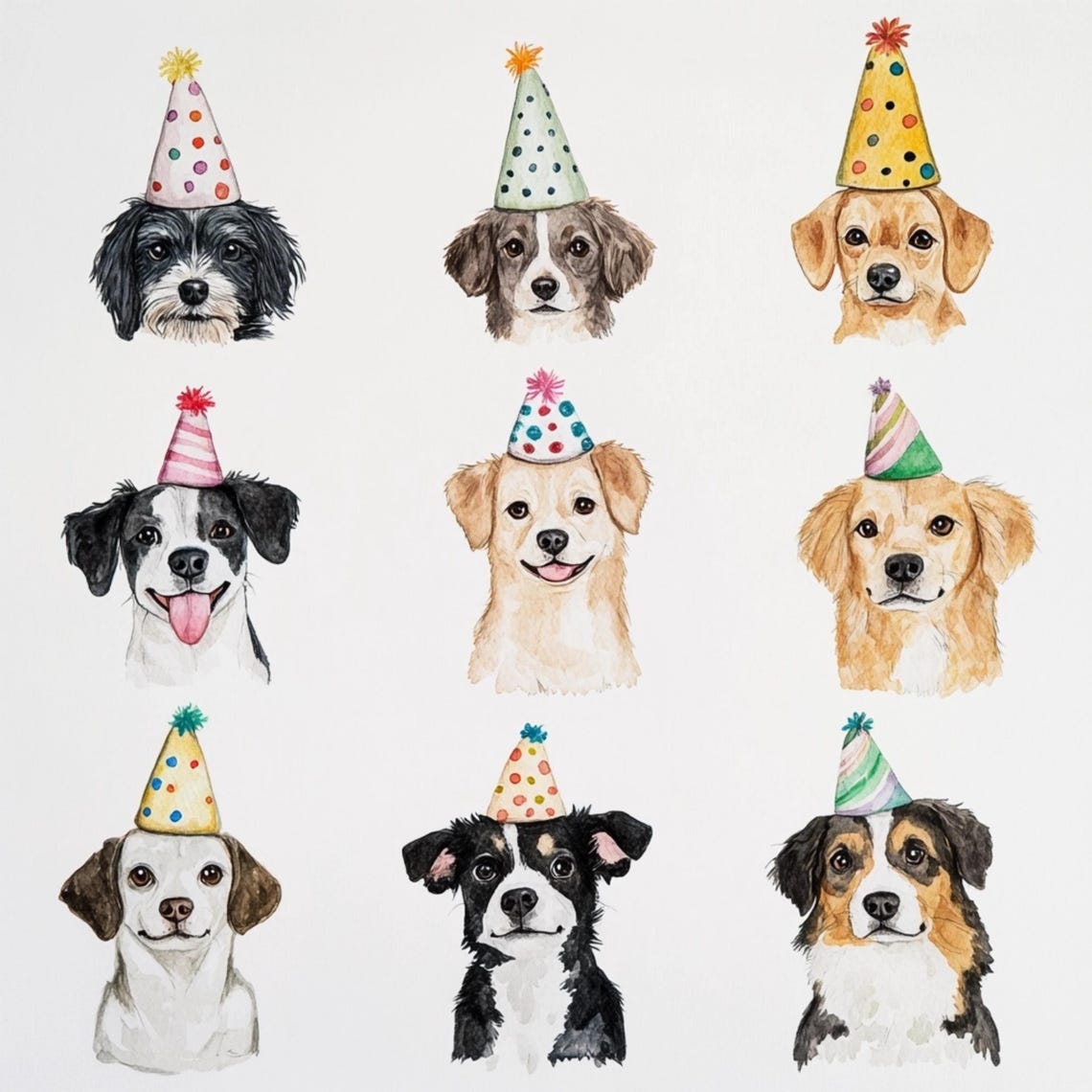 Printable Cute Dog Birthday Card/watercolor Dog Lover Art/digital ...