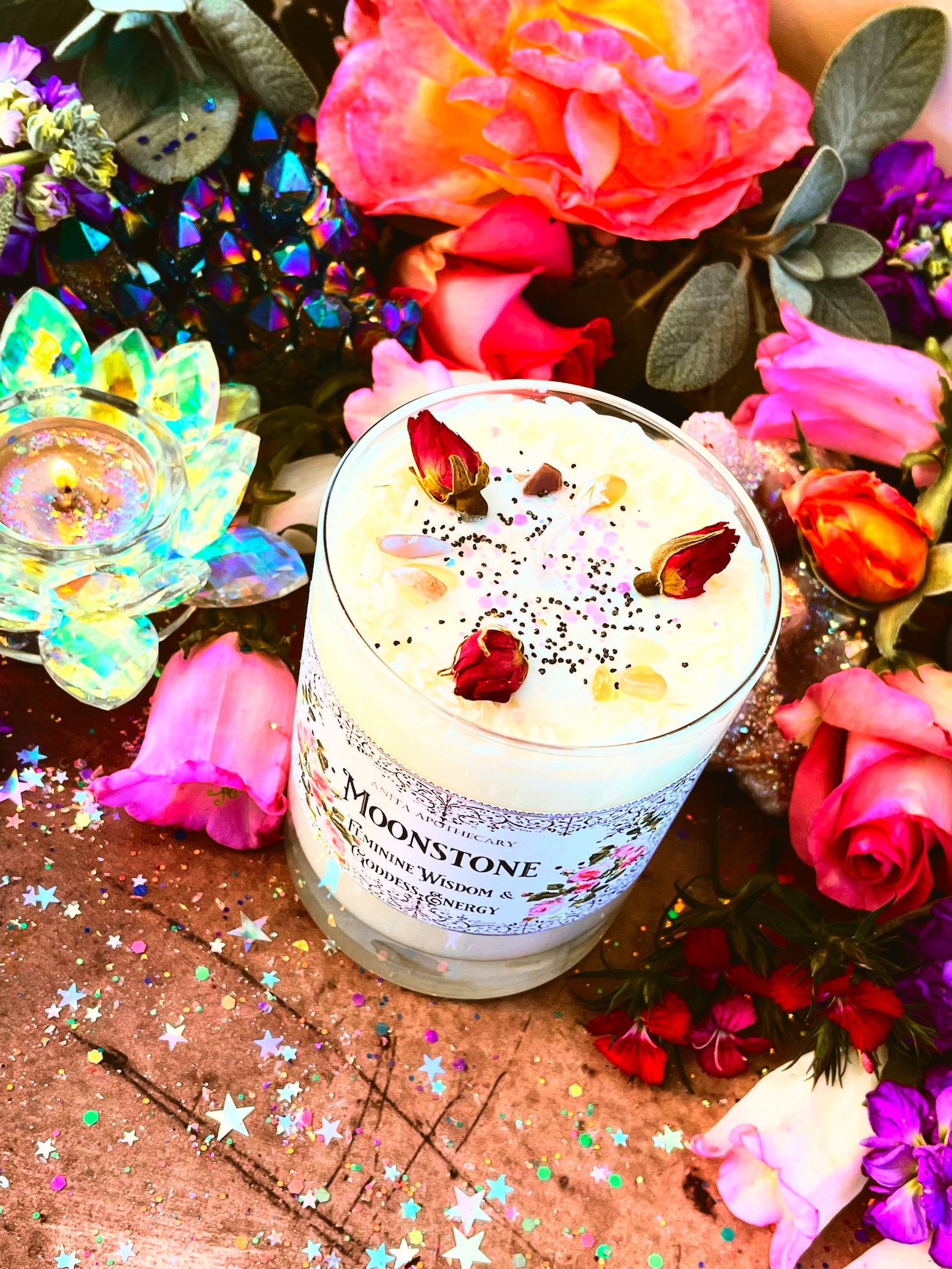 Moonstone Ritual Candle Crystal Grid Goddess Magick Pagan - Etsy