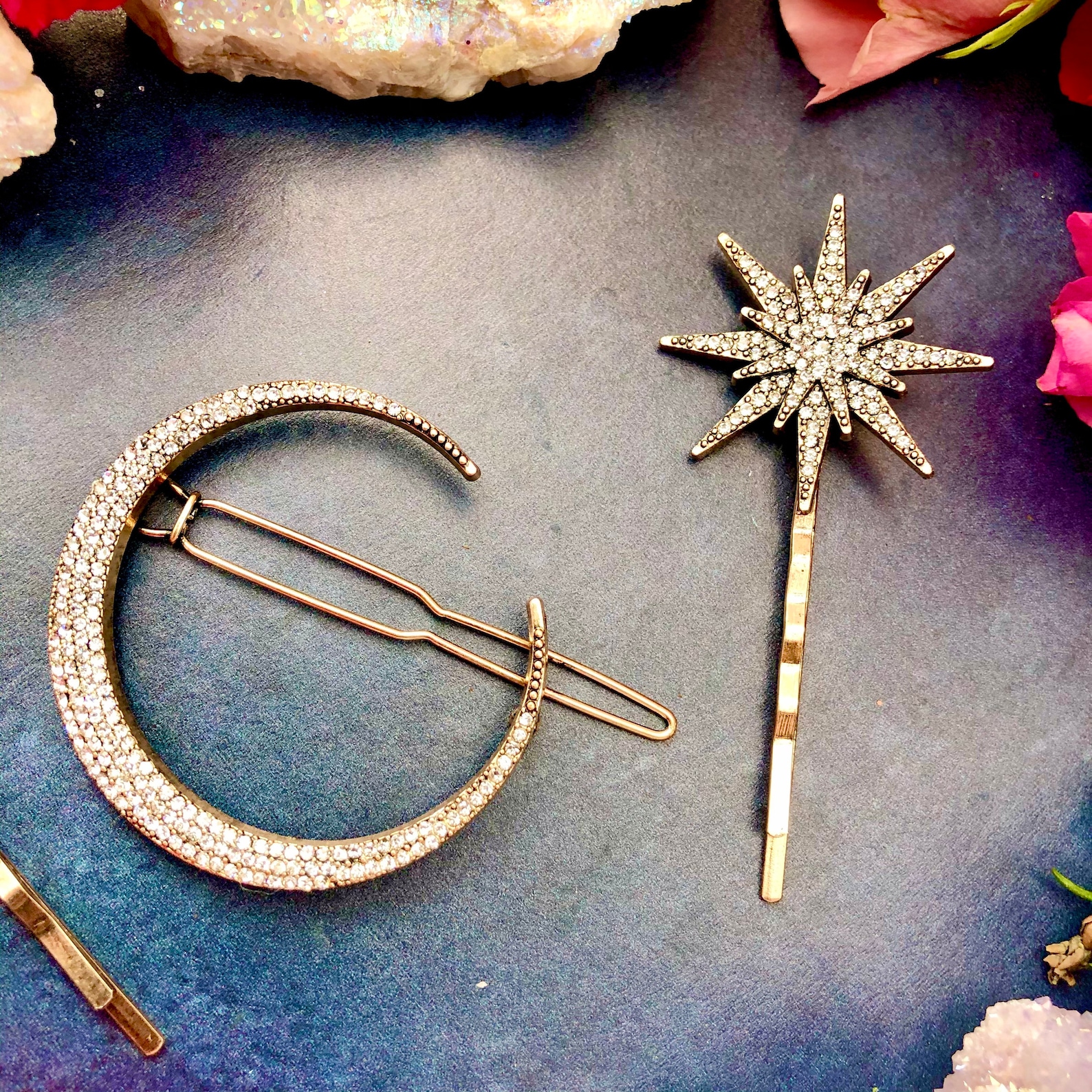 Moon Goddess Hair Clips Crescent Moon Hair Pin Pave Hair | Etsy