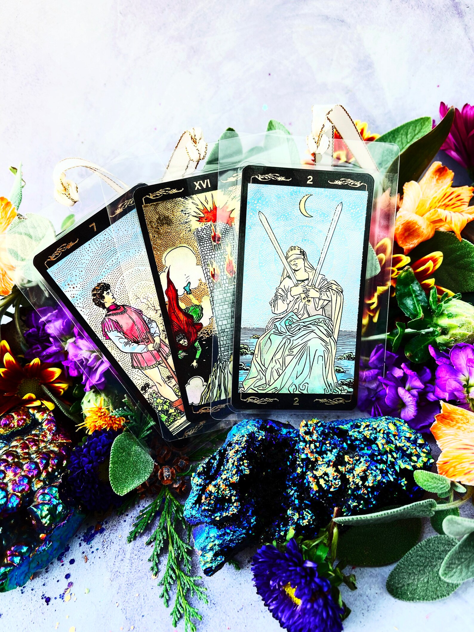 Tarot Card Bookmarks Laminated Tarot Deck Rider Waite Golden - Etsy