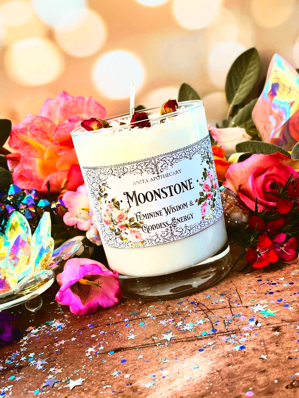 Moonstone Ritual Candle Crystal Grid Goddess Magick Pagan - Etsy