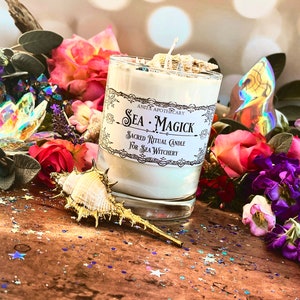 Sea Magick Ritual Candle Witchcraft, Sea Shell, Moonstone, Sea Witch ...