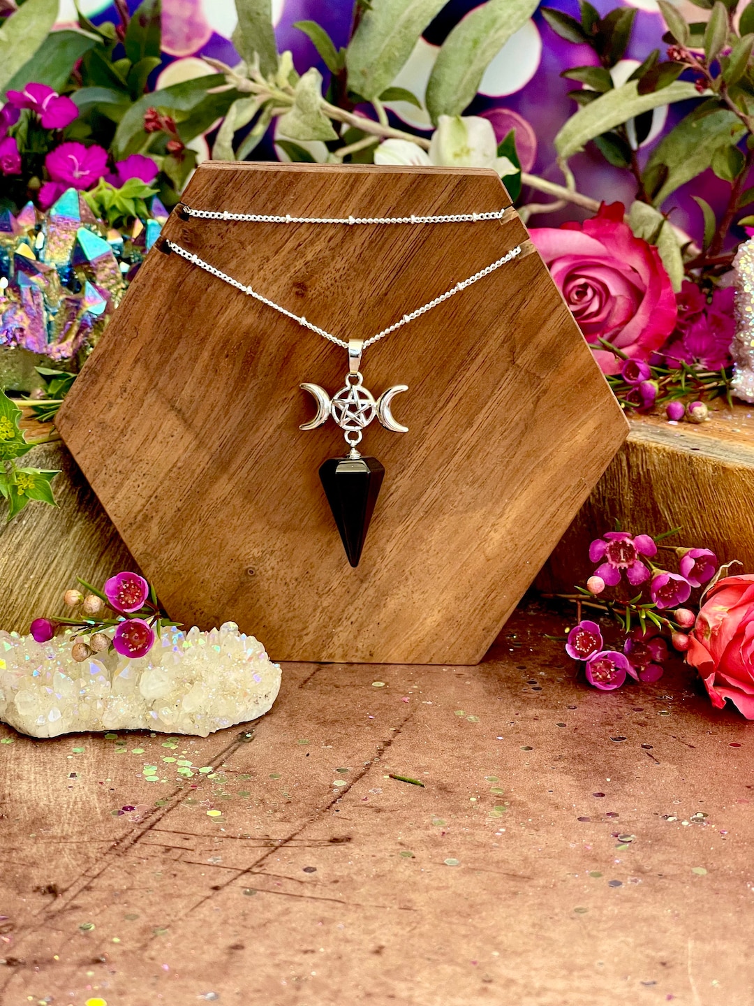 Black Onyx Pendulum Necklace | Anita Apothecary, Crystal Pendulum ...