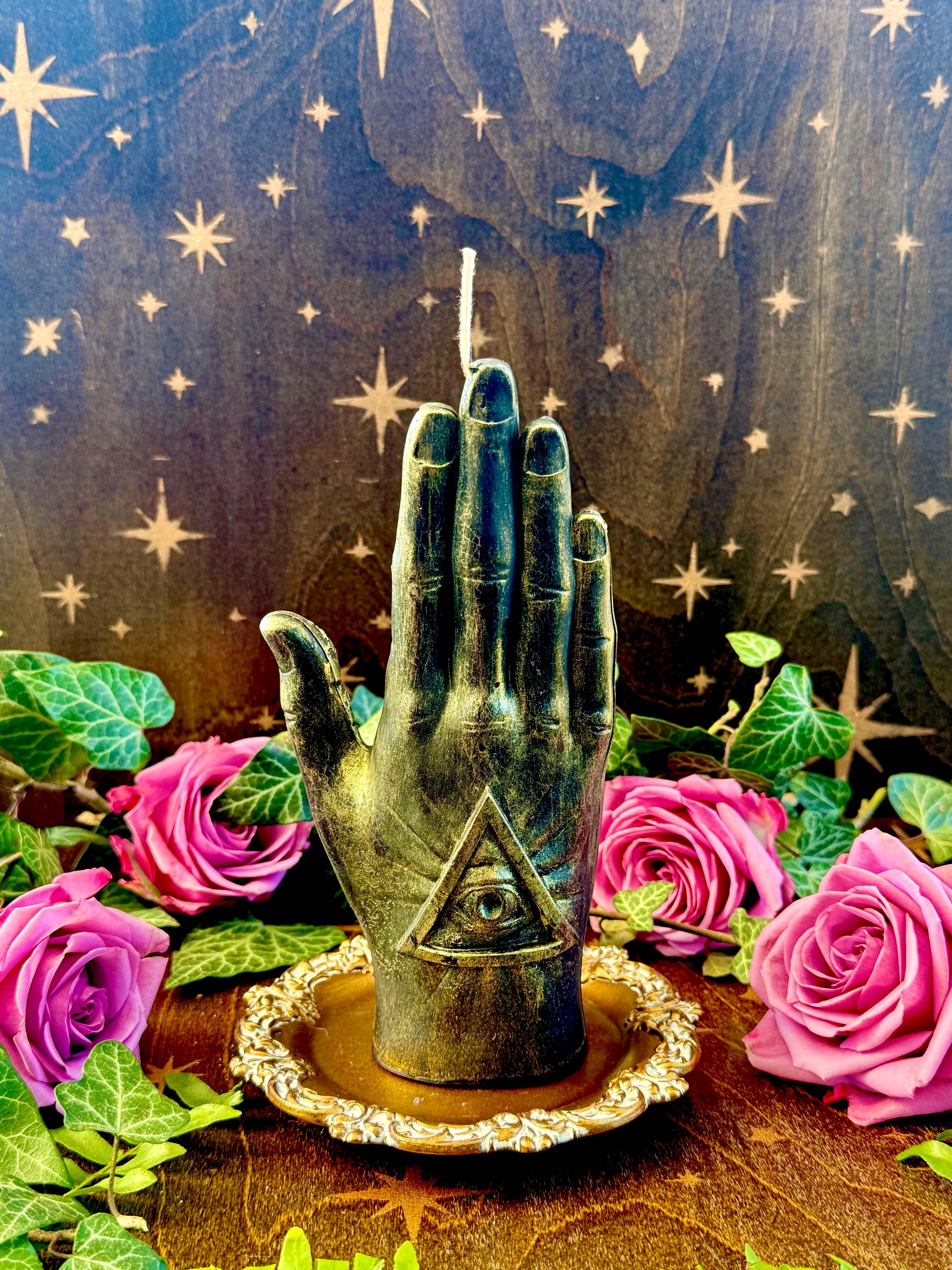 Witches Hand of Fate Candle | Anita Apothecary, Palmistry Candle, Gold ...
