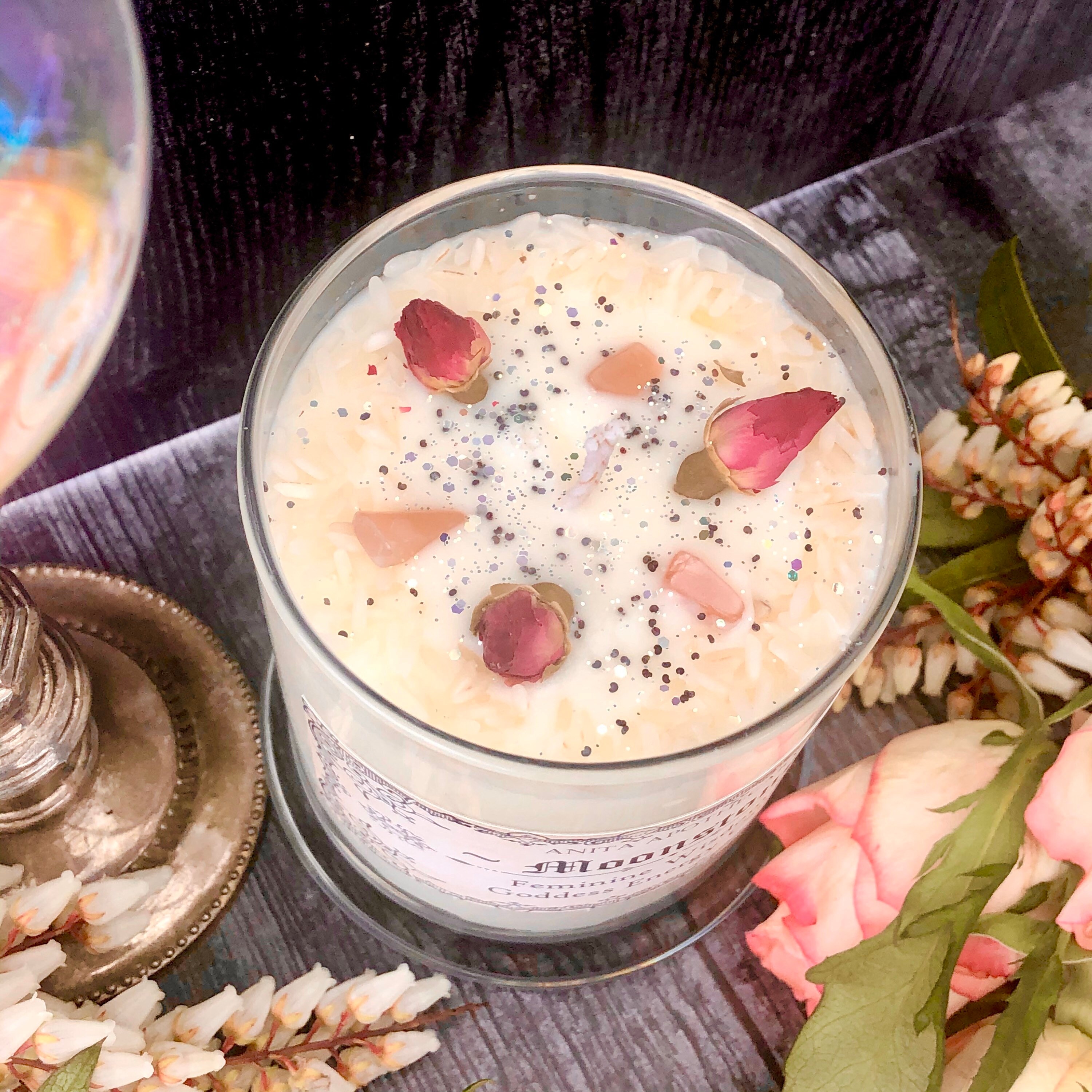 Moonstone Ritual Candle Crystal Grid Goddess Magick Pagan | Etsy