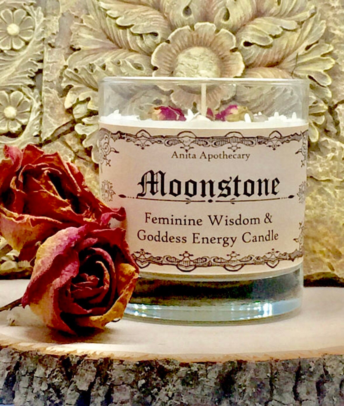 Moonstone Ritual Candle Crystal grid goddess magick pagan | Etsy