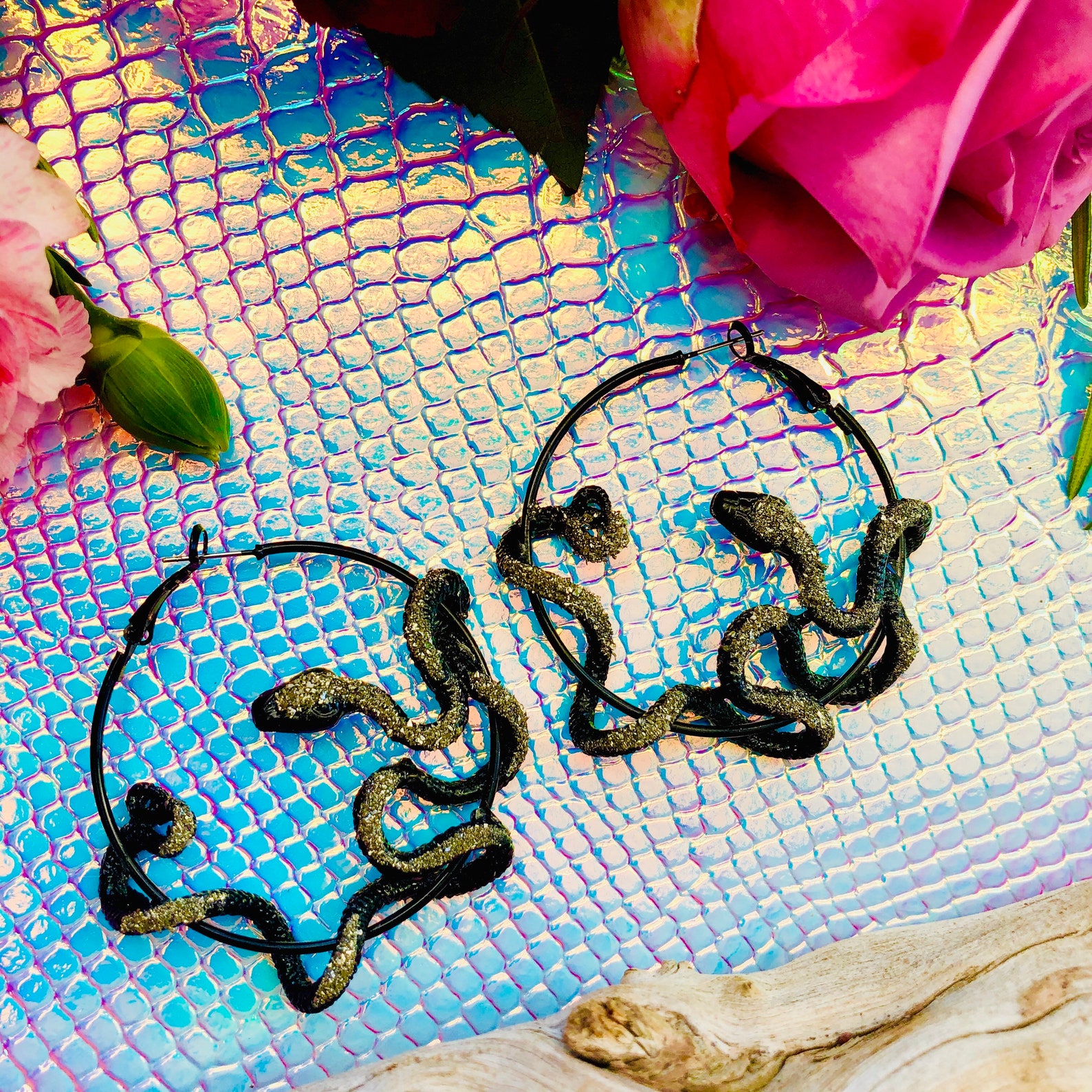 Medusa Hoops in Black Anita Apothecary Snake Earrings - Etsy