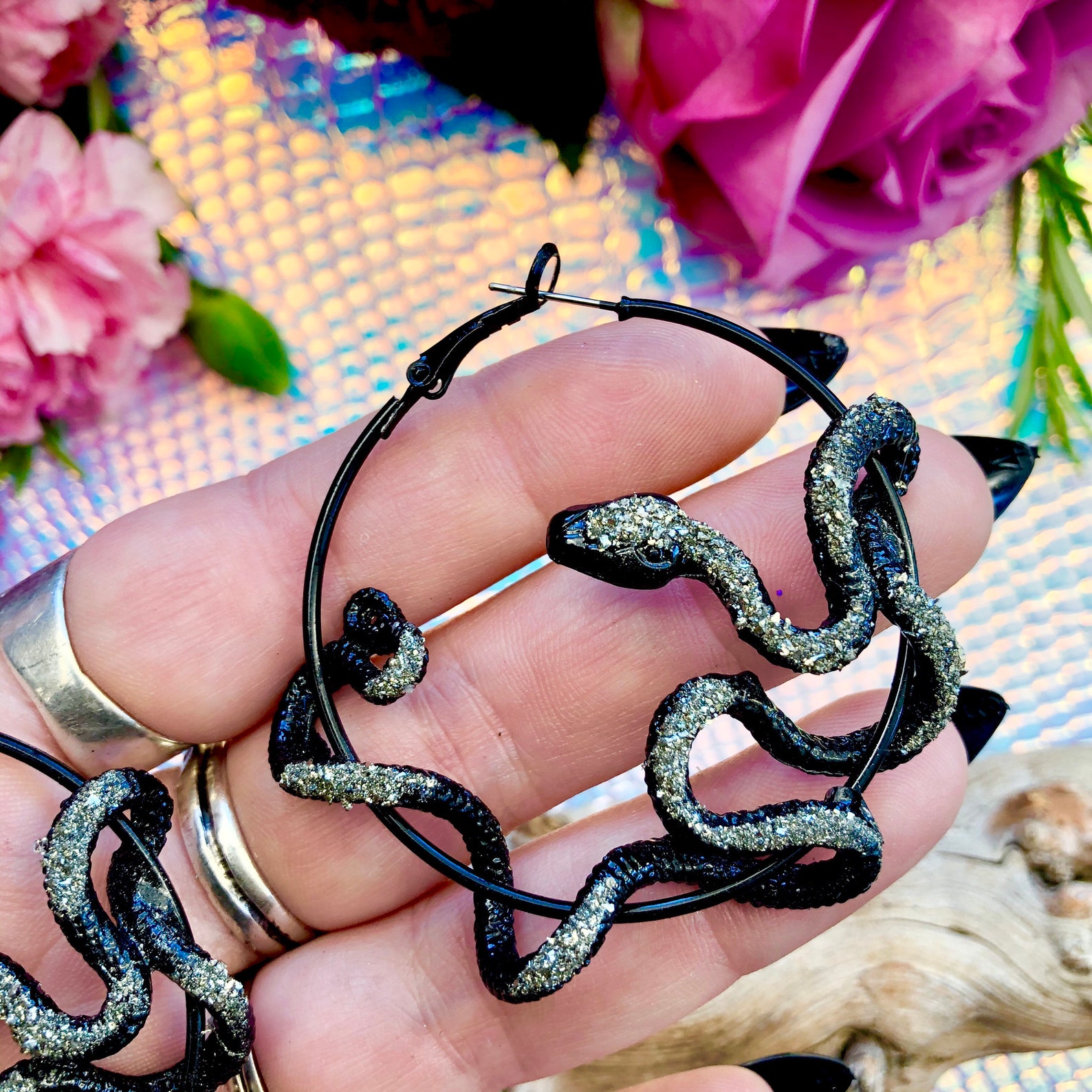 Medusa Hoops in Black Anita Apothecary Snake Earrings - Etsy