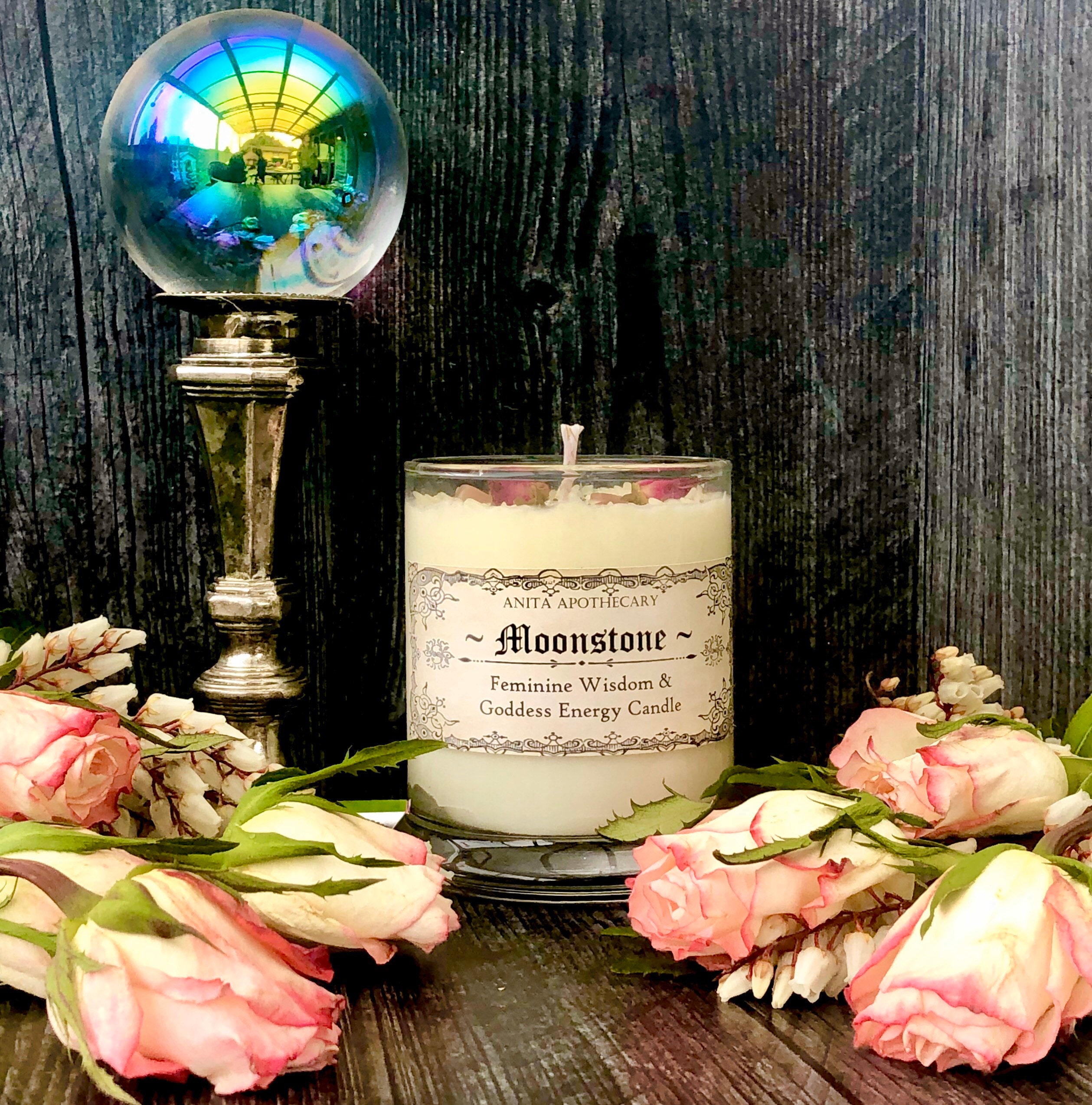 Moonstone Ritual Candle Crystal Grid Goddess Magick Pagan | Etsy