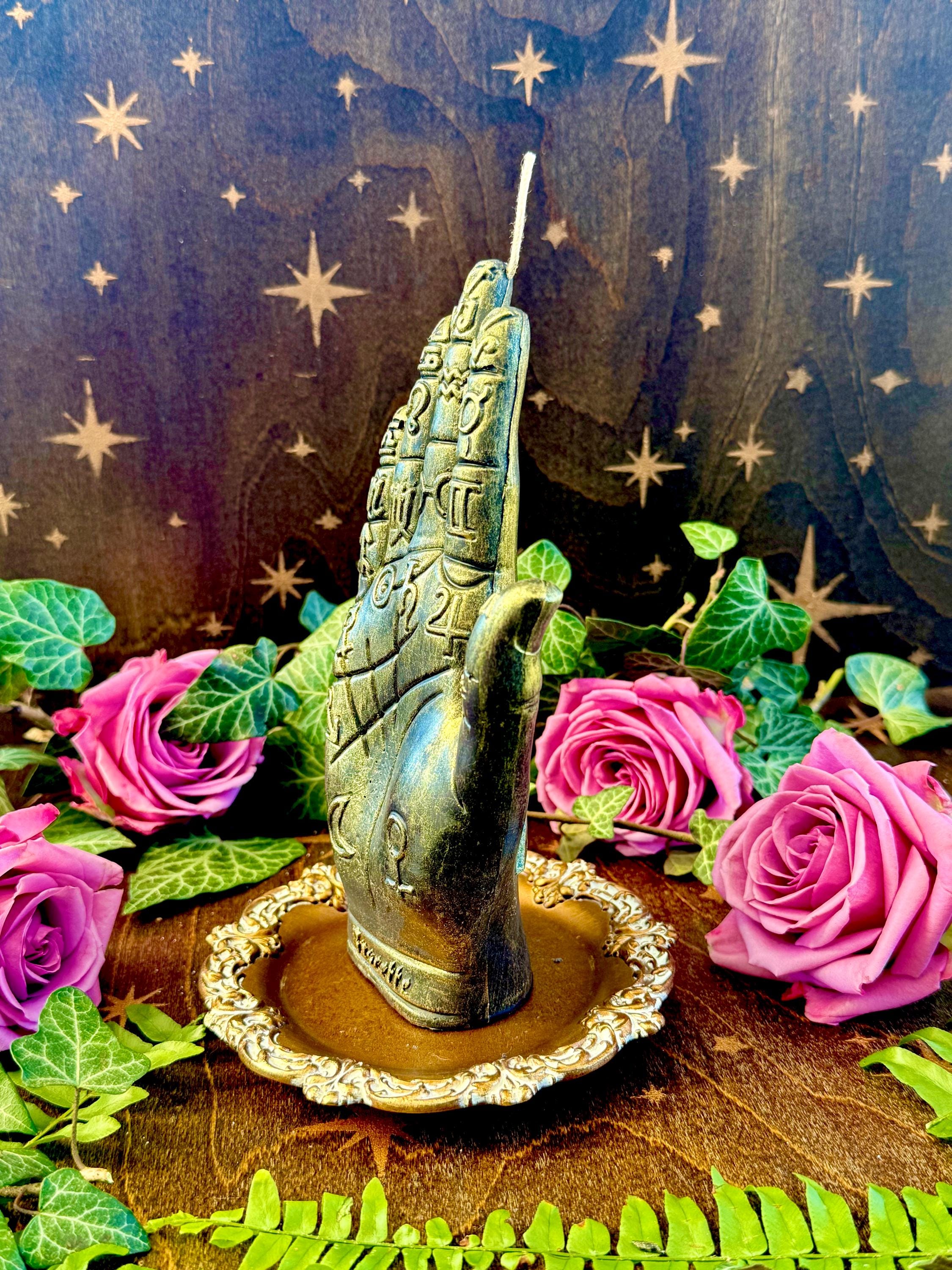 Witches Hand of Fate Candle | Anita Apothecary, Palmistry Candle, Gold ...