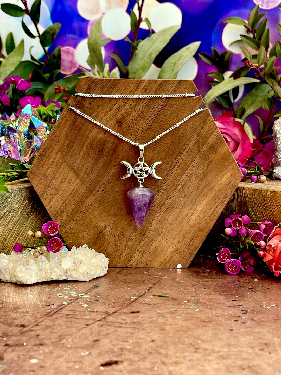 Amethyst Crystal Pendulum Necklace | Anita Apothecary, Crystal Pendulum ...