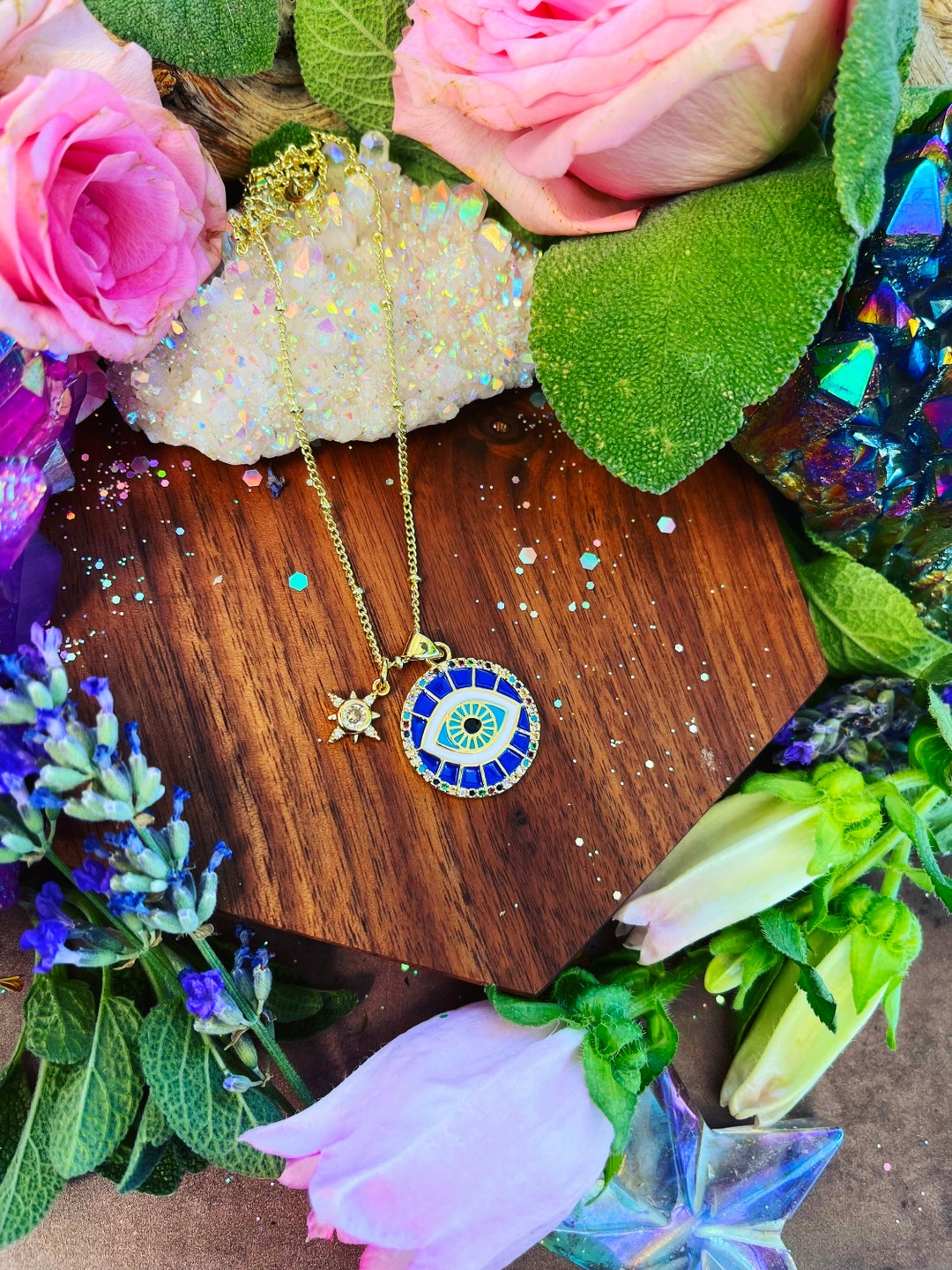 Classic Nazar Evil Eye Charms Gold Necklace Anita Apothecary, Witch ...