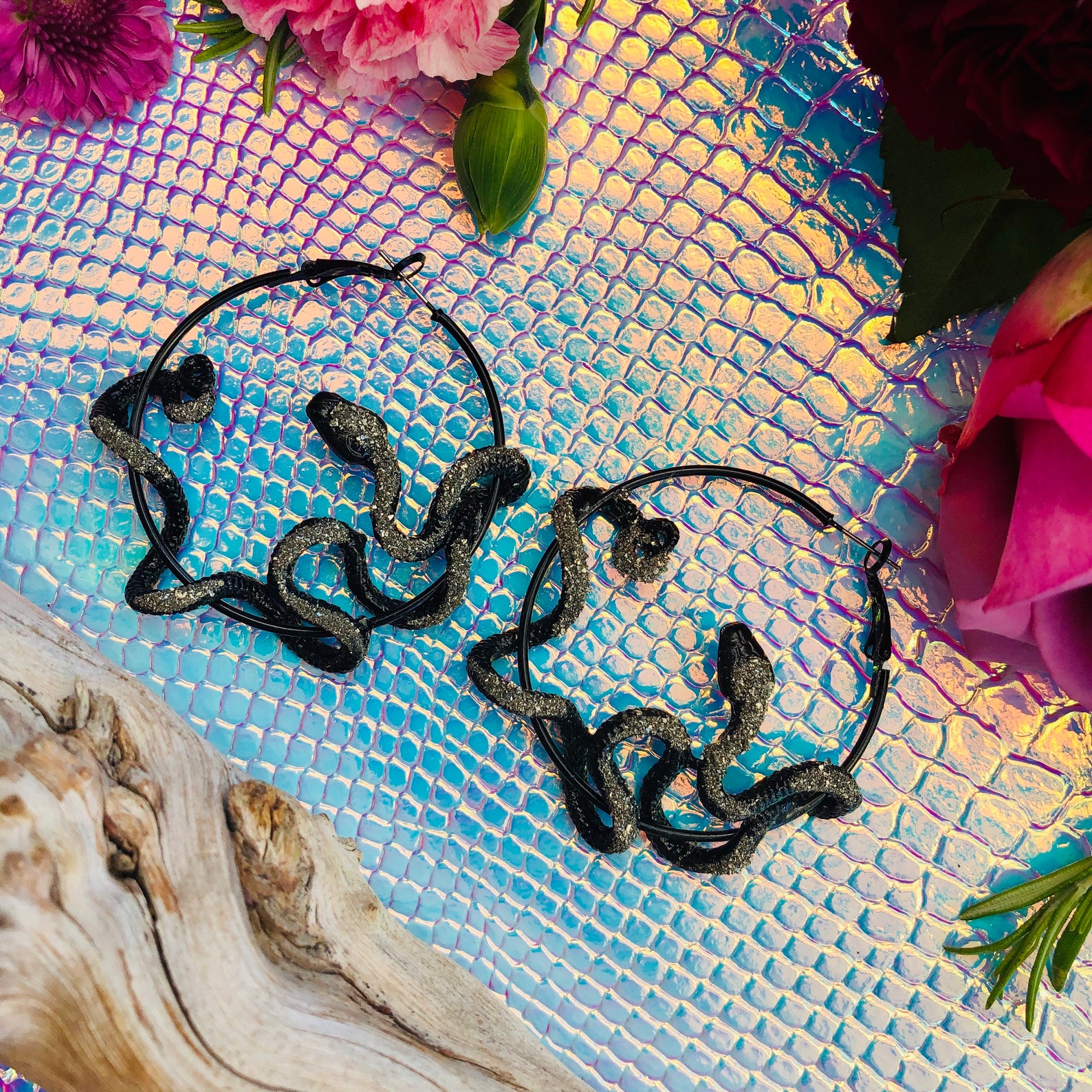 Medusa Hoops in Black Anita Apothecary Snake Earrings - Etsy
