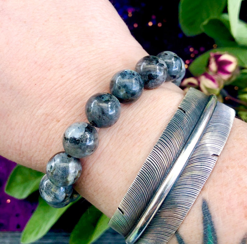 Black Moonstone Bracelet Larvikite Moonstone Larvakite - Etsy