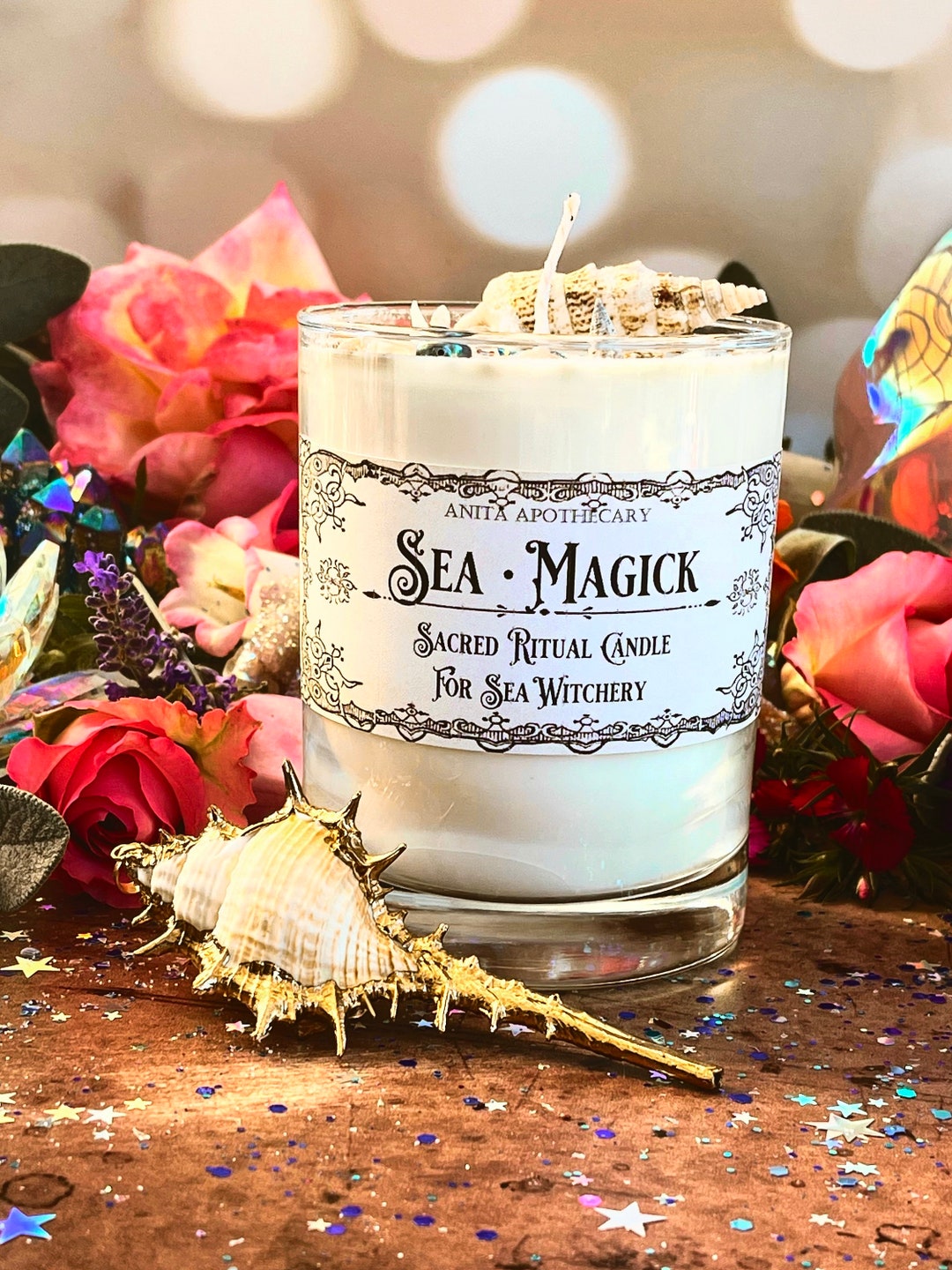 Sea Magick Ritual Candle~ Witchcraft, Sea Shell, Moonstone, Sea Witch ...
