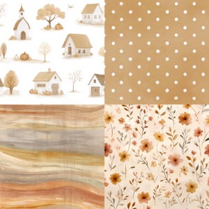 Autumn Digital Paper Bundle, Fall Themed Plaid Floral Woodgrain ...