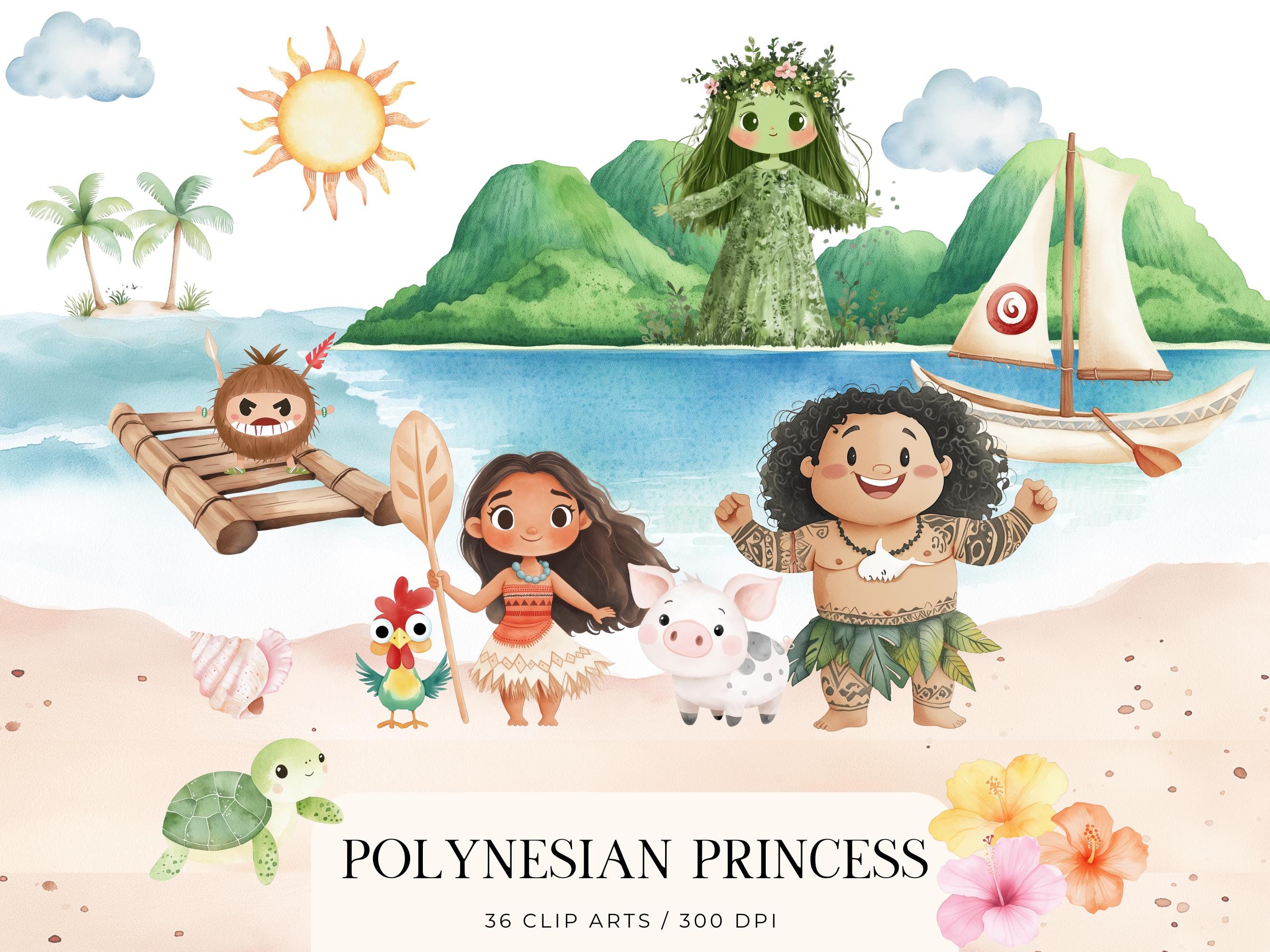 Cute Moana Clipart PNG, Polynesian Princess, Maui Heihei Pua, Hawaiian ...