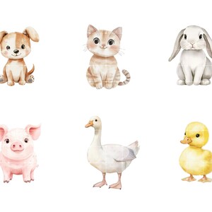 Watercolor Cute Farm Clipart Farm Life Clip Art Cottage Farm Animals ...