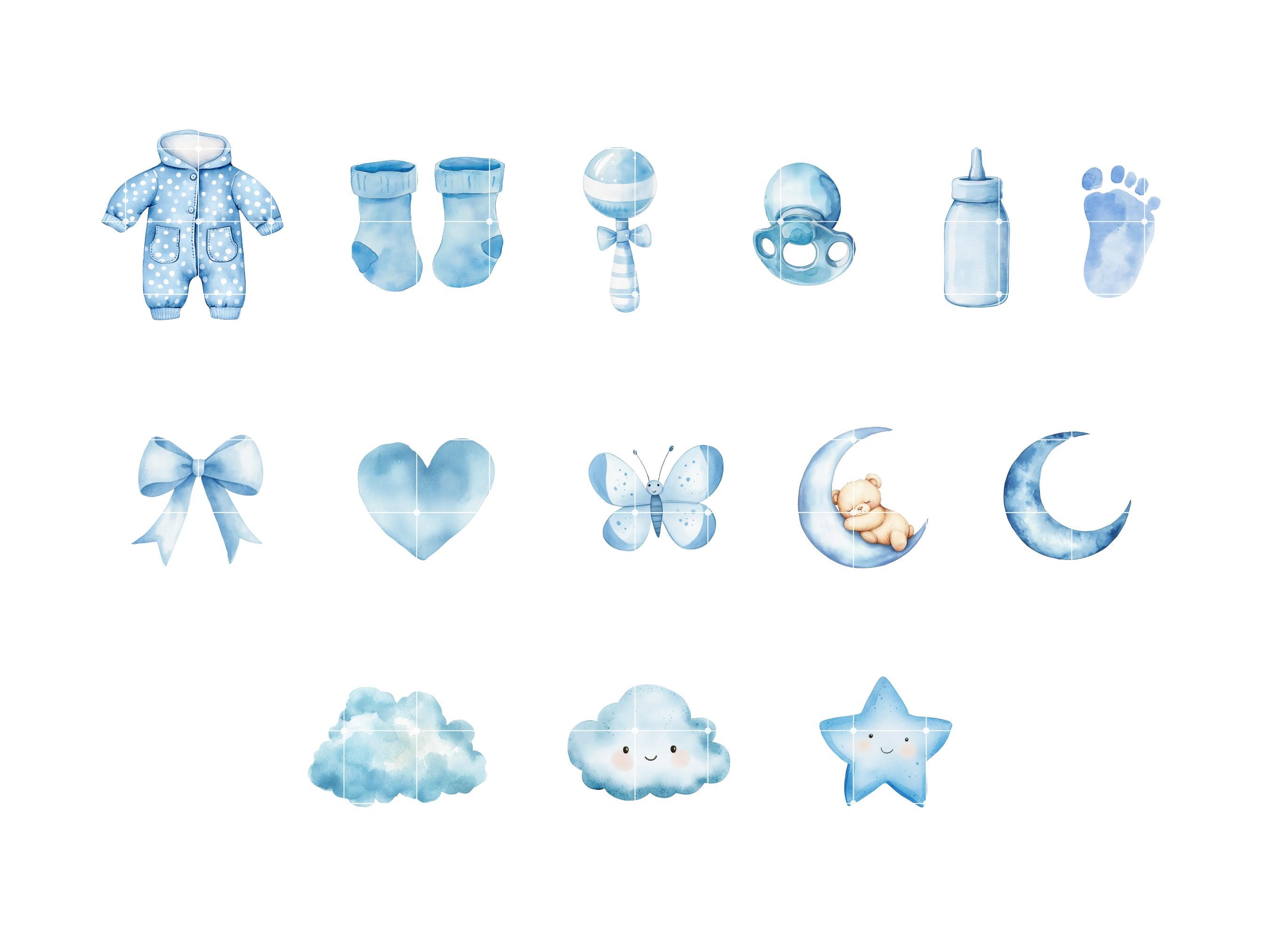 Watercolor Baby Boy Clipart Bundle Cute Baby Shower Clip Art Blue ...