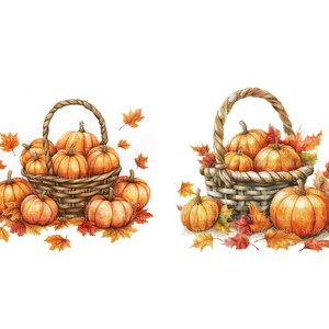 Pumpkin Basket Clipart Bundle: Rustic Fall Graphics (JPG, PNG Digital ...