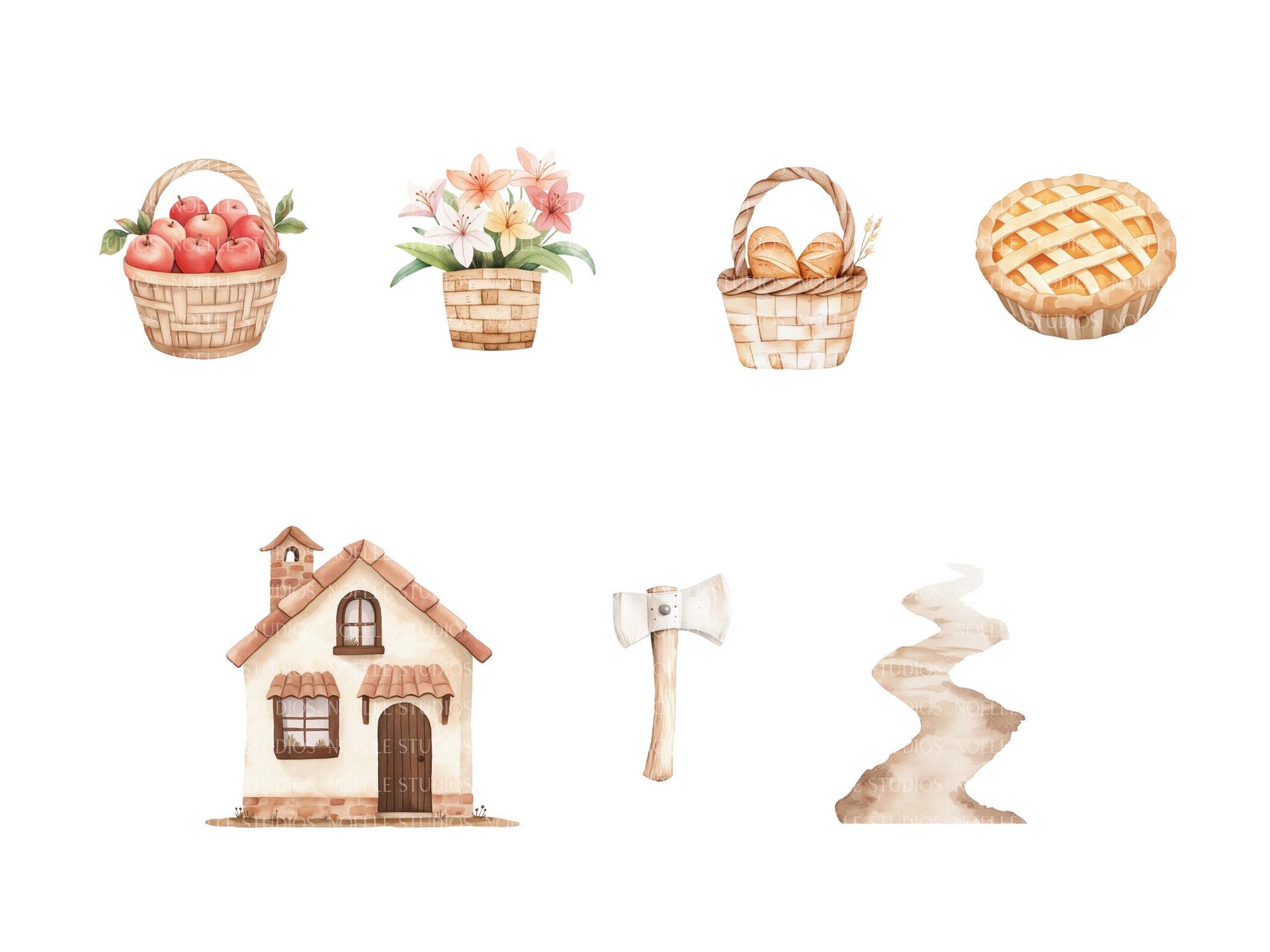 Little Red Riding Hood Watercolor Clipart: Woodland Animals PNG ...