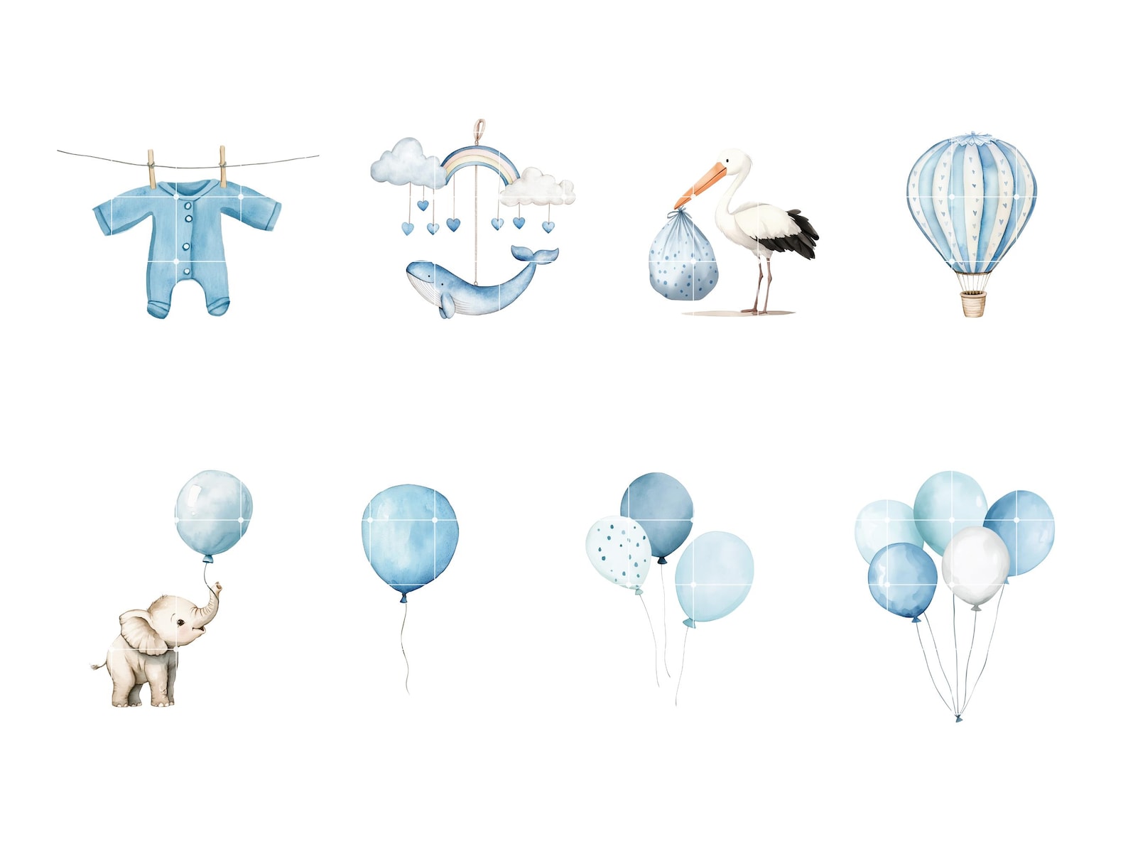 Watercolor Baby Boy Clipart Bundle Cute Baby Shower Clip Art Blue ...
